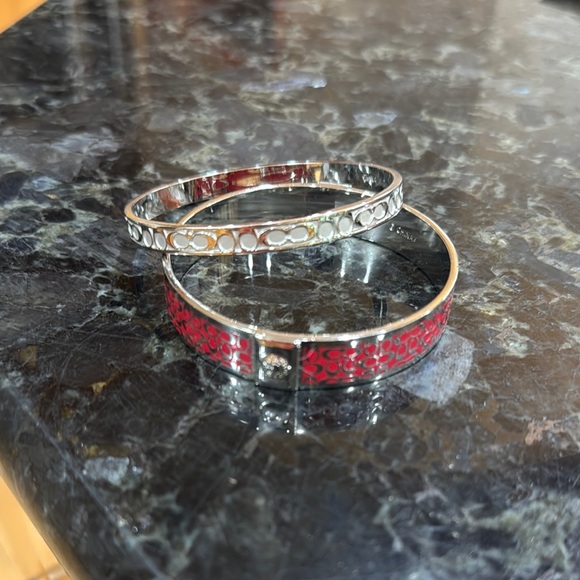 Coach | Jewelry | Coach Silver And Red Bracelet Set | Poshmark